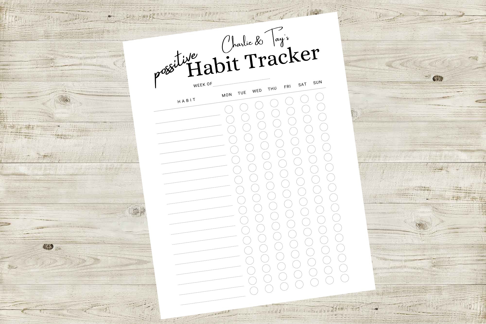 Positive Habit Tracker Printable – Charlie and Tay